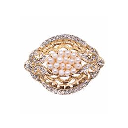 Firetti Damen Brosche &raquo;Schmuck Geschenk Ansteckschmuck Oval Glitzersteine&laquo; () mit Strassstein - mit S&uuml;&szlig;wasserzuchtperle gelb Einheitsgr&ouml;&szlig;e