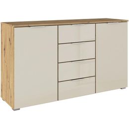 OTTO home Kombikommode &raquo;Sideboard Kombikommode Schubladenkommode AGORDO mit Glasfront&laquo; in zwei Griff-Farben, Breite 120 cm, vier gro&szlig;e Schubladen, mit