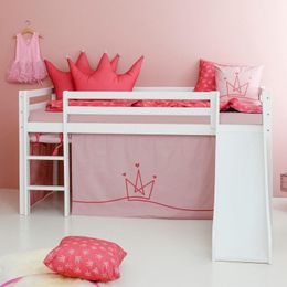 Hoppekids Hochbett &raquo;&laquo;Princess&raquo;&laquo; Rutsche & Vorhang Rosa und viel Auswahl wei&szlig; Bett: 100% Massivholz, Nordische Kiefer;Rutsche: MDF;Vorhang: 100% Baumwolle 