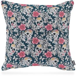 HOCK Dekokissen &raquo;Valentin&laquo; mit Totenkopf-Motiv, Kissenh&uuml;lle mit F&uuml;llung, 1 St&uuml;ck bunt Baumwolle, Polyester B/L: 45cm x 45cm, 1 Stk.