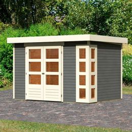 Karibu Gartenhaus &raquo;Nordsee 4&laquo; grau Holzwerkstoff ohne Fu&szlig;boden, ohne Dacheindeckung