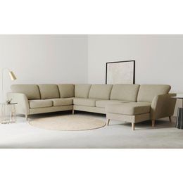 OTTO home Wohnlandschaft &raquo;MARSEILLE XXL 349cm, U-Form, Ottomane rechts/links w&auml;hlbar&laquo; Massivholzbeine Eiche, Landhausstil, Wellenunterfederung braun 