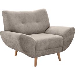 Home Affaire Sessel &raquo;Basta komfortable Wellenunterfederung, Breite 111cm&laquo; beige 100% Polyester Microfaser, gepolstert,Sessel, B/H/T: 111cm x 82cm x 