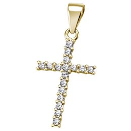 Firetti Damen Kettenanh&auml;nger &raquo;Schmuck Geschenk Silber 925 Halsschmuck Anh&auml;nger Kreuz&laquo; mit Zirkonia (synth.) gold Silber 925 (Sterlingsilber), 0,8 g