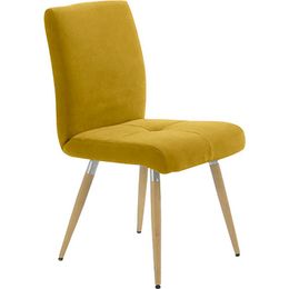 K+w Komfort & Wohnen K+W Komfort & Wohnen 4-Fu&szlig;stuhl &raquo;6411&laquo; () mit Sitzsteppung, Edelstahlgriff am R&uuml;cken, Massivholzbeine gelb B/H/T: 48cm x 90cm x 62cm, Aqua Clean