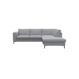 FLEXLUX Ecksofa &raquo;Fiore, bequem und komfortabel, zeitlos, L-Form&laquo; breite Armlehnen, F&uuml;&szlig;e Alu/schwarz, B/T 241/225 cm, Kaltschaum im Sitz grau 100% 