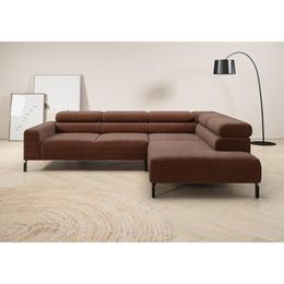 Home Affaire Ecksofa &raquo;Antonelli, L-Form, inkl. Kopfteilverstellung, Breite 276 cm&laquo; ohne Sitztiefenverstellung, in Cord, rost braun 95% Polyester, 5% 