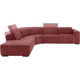 Egoitaliano Ecksofa &raquo;Sauvanne, Designsofa der Extraklasse, elegant und bequem, L-Form&laquo; wahlweise mit elektrischer Relaxfunktion, Kopfteilverstellung rot Leder &raquo;
