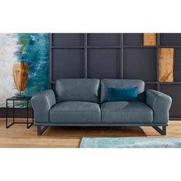W.Schillig 2,5-Sitzer &raquo;montanaa&laquo; mit Metallkufen in Schwarz pulverbeschichtet, Breite 212 cm blau B/H/T: 212cm x 78cm x 94cm, Longlife Xtra-Leder Z69
