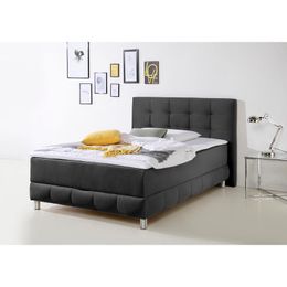 Home Affaire Boxbett &raquo;Vaasa&laquo; inkl. Bettkasten & Topper, XXL-Ausf&uuml;hrung, &Uuml;berl&auml;nge 220 cm grau Samtoptik, Liegefl&auml;che B/L: 140cm x 220cm, Gewicht bis: 