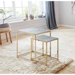 ACTONA GROUP Satztisch &raquo;Alina&laquo; Set, 2tlg. Set, 2 Stk. tlg. Sicherheits-Klarglasplatte wei&szlig; B/H/T: 45cm x 50cm x 45cm