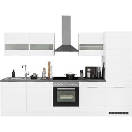 KOCHSTATION K&uuml;chenzeile &raquo;KS-Luhe&laquo; 300 cm breit, wahlweise mit oder ohne E-Ger&auml;ten, gefr&auml;ste MDF-Fronten wei&szlig; B/H/T: 300cm x 60cm, ohne E-Ger&auml;te