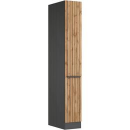 KOCHSTATION Apothekerschrank &raquo;KS-Lagos&laquo; Breite/H&ouml;he 30/200 cm, mit 5 gro&szlig;en Ablagek&ouml;rben grau Holzwerkstoff grafitgrau, B/H/T: 30cm x 200cm x 60cm
