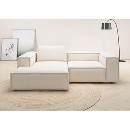 Home Affaire Ecksofa &raquo;Watertown, kompakte L-Form, 246 cm breite f&uuml;r kleinere R&auml;ume&laquo; modernes Ecksofa mit Feincordbezug, platzsparend & bequem beige 