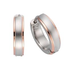 Firetti Damen Paar Creolen &raquo;Schmuck Geschenk Basic in Bicolor-Optik, &Oslash; ca. 15,0 mm&laquo; rosa 15mm, Edelstahl