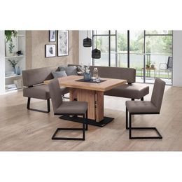 K+w Komfort & Wohnen K+W Komfort & Wohnen Essgruppe &raquo;Spider II&laquo; 4 Stk. tlg. langer Schenkel wahweise in 2 Breiten, 2 Freischwinger, 1 Tisch braun B/H/T: 165cm x 88cm x 