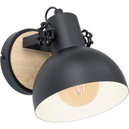 Eglo Wandleuchte &raquo;LUBENHAM Wandlampe,Vintage, Stahl und Holz, IP20, Wandleuchte, Lampe&laquo; E27 Wandleuchte, Flur, L17,5 x H20,5 cm, schwarz, braun, 1X28W