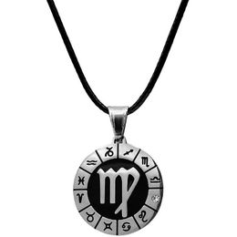 Firetti Herren Kette mit Anh&auml;nger &raquo;Schmuck Geschenk Edelstahl Leder Halsschmuck Halskette Sternzeichen&laquo; Made in Germany - mit Similistein wei&szlig; 