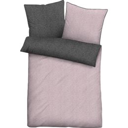 Biberna Wendebettw&auml;sche &raquo;HERMAL Melange Flanell uni, kuschelig weich&laquo; 2 Stk. Flanell in Melangeoptik, Winterbettw&auml;sche, Made in Germany lila Flanell, 