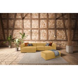 W.Schillig Ecksofa &raquo;around-the-block Mega Sofa, viel Platz und hoher Sitzkomfort, L-Form&laquo; mit eleganter Biese, mit Federkern, Breite 341 cm gelb 