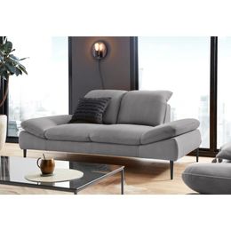 W.Schillig 2,5-Sitzer &raquo;enjoy&MORE&laquo; Sitztiefenverstellung, F&uuml;&szlig;e schwarz pulverbeschichtet, Breite 232 cm grau Chenille-Flachgewebe R66 (85% Polyester, 