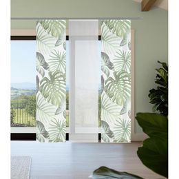 Vision S Schiebegardine &raquo;SANJA&laquo; Paneelwagen 3 Stk. tlg. Schiebevorhang,Bambusoptik,Digitaldruck,SET gr&uuml;n Polyester 260cm, Paneelwagen, 60cm
