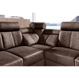 Sit & More sit&more Ecksofa &raquo;Basel L-Form&laquo; wahlweise mit Relaxfunktion braun Altara Nubuck , Luxus-Microfaser (100% Polyester;PRIMABELLE -Microfaser, Luxus-