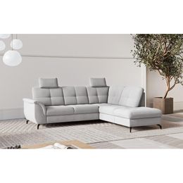 Sit & More sit&more Ecksofa &raquo;Zora&laquo; wahlweise mit Schlaffunktion und Bettkasten silber 90% Polyester 10% Polyamid B/H/T: 244cm x 92cm x 212cm, Struktur weich, 