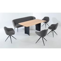 K+w Komfort & Wohnen K+W Komfort & Wohnen Essgruppe &raquo;ZOOM&laquo; abgerundete Essgruppe mit Solobank, 4 Sesseln und 1 Tisch grau Flachgewebe Q2 2250