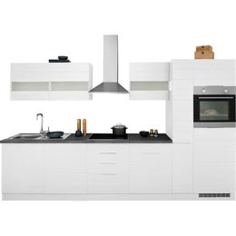 KOCHSTATION K&uuml;chenzeile &raquo;KS-Luhe&laquo; 330 cm breit, wahlweise mit oder ohne E-Ger&auml;ten, gefr&auml;ste MDF-Fronten wei&szlig; B/H/T: 330cm x 60cm, ohne E-Ger&auml;te