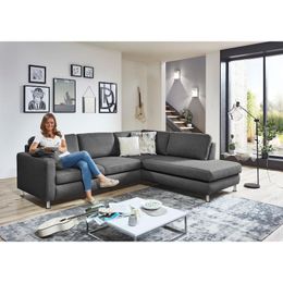 Die PlanBar Ecksofa &raquo;MP-IN19027 L-Form&laquo; wahlweise mit Schlaffunktion, mit Kaltschaum grau 100% Polyester B/H/T: 261cm x 82cm x 220cm, Microfaser, 