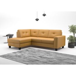 OTTO home Ecksofa &raquo;Varese&laquo; wahlweise mit Schlaffunktion und Bettkasten B/H/T: 226cm x 91cm x 170cm, NaturLEDER Stoff, Ottomane links, ohne 
