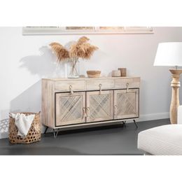 GUTMANN FACTORY Sideboard Kommode, Breite 150 cm beige B/H/T: 150cm x 80cm x 45cm, 3 Stk., Mango, 3 Stk.