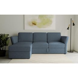 OTTO home Ecksofa &raquo;Lavars, L-Form, Schlafsofa&laquo; mit Bettfunktion und Stauraum, in zwei verschiedenen Bezugsqualit&auml;ten blau 53% strukturiertes Polyester
