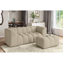 OTTO home 3-Sitzer &raquo;TUURE Verl&auml;ssliche Qualit&auml;t, moderne Steppung, Breite 227cm&laquo; Bubble Optik, hoher Sitzkomfort, Wellenunterfederung grau 100% 