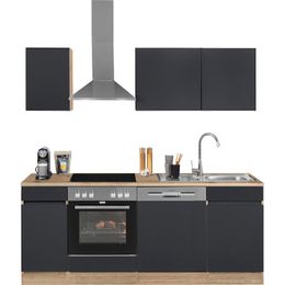Optifit K&uuml;chenzeile &raquo;Roth&laquo; Breite 210 cm, wahlweise mit E-Ger&auml;ten, Push-to-Open-Funktion grau B/H/T: 210cm x 60cm, ohne E-Ger&auml;te