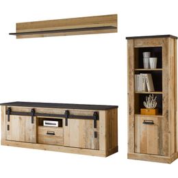 Home Affaire Wohnwand &raquo;Sherwood, Anbauwand im Industrial-Style, Komplettset, Wohnzimmer-Set&laquo; 3 Stk. tlg. braun B/H/T: 233cmcm x 170cmcm x 43cmcm