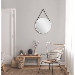 Talos Wandspiegel dekorativer runder Spiegel mit Aluminiumrahmen, &Oslash; 50 cm wei&szlig; &Oslash; 50cm, Lederoptik
