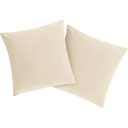 OTTO home Dekokissen &raquo;Parry Microfaser&laquo; 2-er Set, unifarben, Kissenh&uuml;llen ohne F&uuml;llung, mit Rei&szlig;verschluss beige Polyester B/L: 50cm x 50cm, 2 Stk.