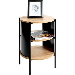 HAKU Beistelltisch &raquo;Nachtkonsole, Sofatisch, Wohnzimmertisch&laquo; 1 Stk. tlg. rund - aus MDF Braun - &Oslash;/H 44/60 cm schwarz B/H/T: 44cm x 60cm x 44cm, 