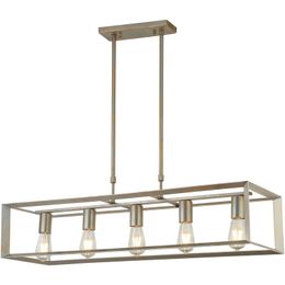 Searchlight H&auml;ngeleuchte &raquo;Heaton 5Lt Pendant - Brushed Gold/Silver Metal&laquo; E27 1 Stk. silber 5, H: 24cm, 1 Stk.