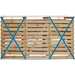 Promadino M&uuml;lltonnenbox &raquo;Vario V Erweiterung&laquo; besonders robust aus zertifiziertem Kiefernholz gefertigt beige Massivholz, Metall Einheitsgr&ouml;&szlig;e