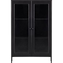 Woood Vitrine &raquo;Xam&laquo; aus Kiefernholz, Breite 100 cm schwarz FSC -zertifizierter Holzwerkstoff Schwarz, B/H/T: 100cm x 155cm x 40cm
