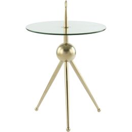 Kayoom Beistelltisch &raquo;Ontario 325, Runde Glasplatte aus Sicherheitsglas, 100% Edelstahl&laquo; 1 Stk. tlg. Minimalistisch, Gestell in Tripod-Design, mit Tragering 