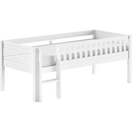 Vipack Spielbett &raquo;Scott mit niedriger Einstiegsh&ouml;he, inkl. Leiter und Rolllattenrost&laquo; in Kiefer massiv, wei&szlig; 90x200 cm, wahlweise ohne und mit Rollboxen wei&szlig;