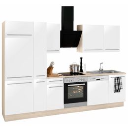 Optifit K&uuml;chenzeile &raquo;Bern&laquo; Breite 300 cm, wahlweise mit E-Ger&auml;ten, h&ouml;henverstellbare F&uuml;&szlig;e wei&szlig; B/H/T: 300cm x 60cm, ohne E-Ger&auml;te