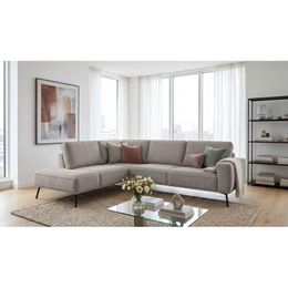 OTTO home Ecksofa &raquo;Vosby&laquo; 260 cm, Chenille, mit dekorativer Kedernaht, Wellenunterfederung beige 90% polyester, 10% nylon B/H/T: 260cm x 85cm x 208cm,