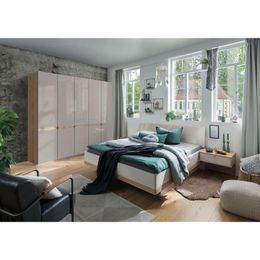 Wiemann Kleiderschrank &raquo;Barcelona&laquo; mit schmaler Bauchbinde wei&szlig; Floatglas, Holzwerkstoff B/H/T: 246,3cm x 216cm x 58cm