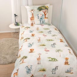 Herding's Young Collection Bettw&auml;sche &raquo;Young Collection Safari&laquo; 2 Stk. bunt Flanell, Obermaterial: 100% Baumwolle B/L: 135cm x 200cm, 1 Stk., 1 Stk., Flanell, B/L: 80cm x 80cm, 