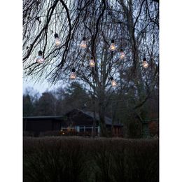 Konstsmide LED-Lichterkette &raquo;Party-Lichterkette au&szlig;en&laquo; 10 Stk.-flammig LED Biergartenkette, 10 klare Birnen / 80 bernsteinfarbene Dioden schwarz 